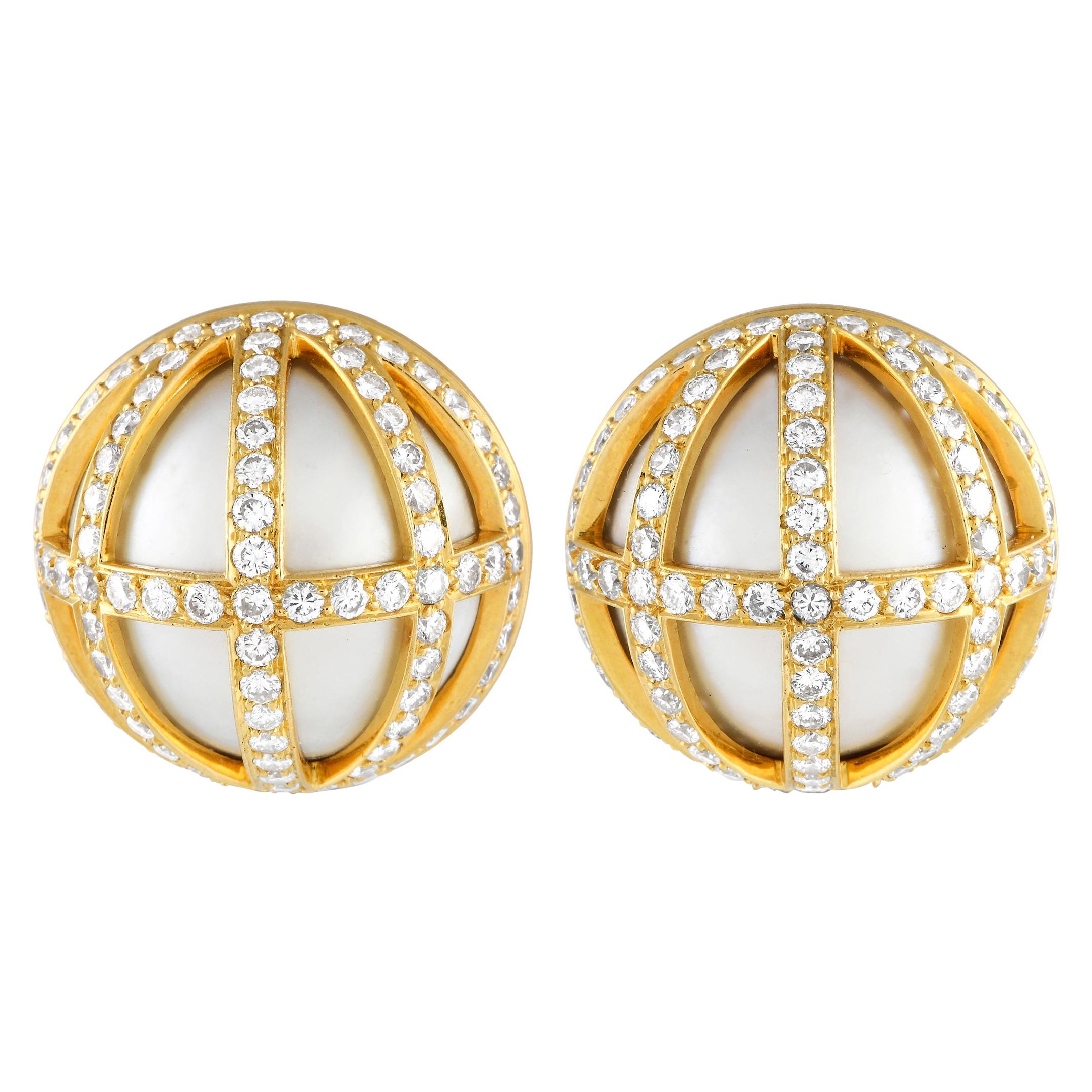 Ivanka Trump White Gold Diamond and Mother-of-Pearl Fan Earrings at ...