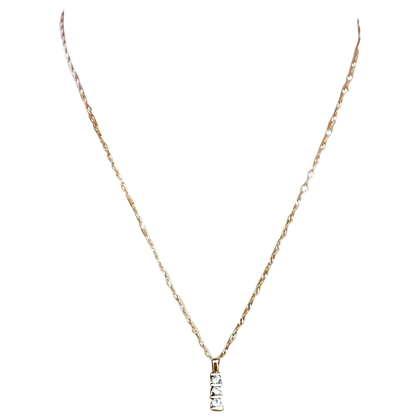 18k Yellow Gold Diamond 5 Curved Linear Loop Slide Pendant with ...