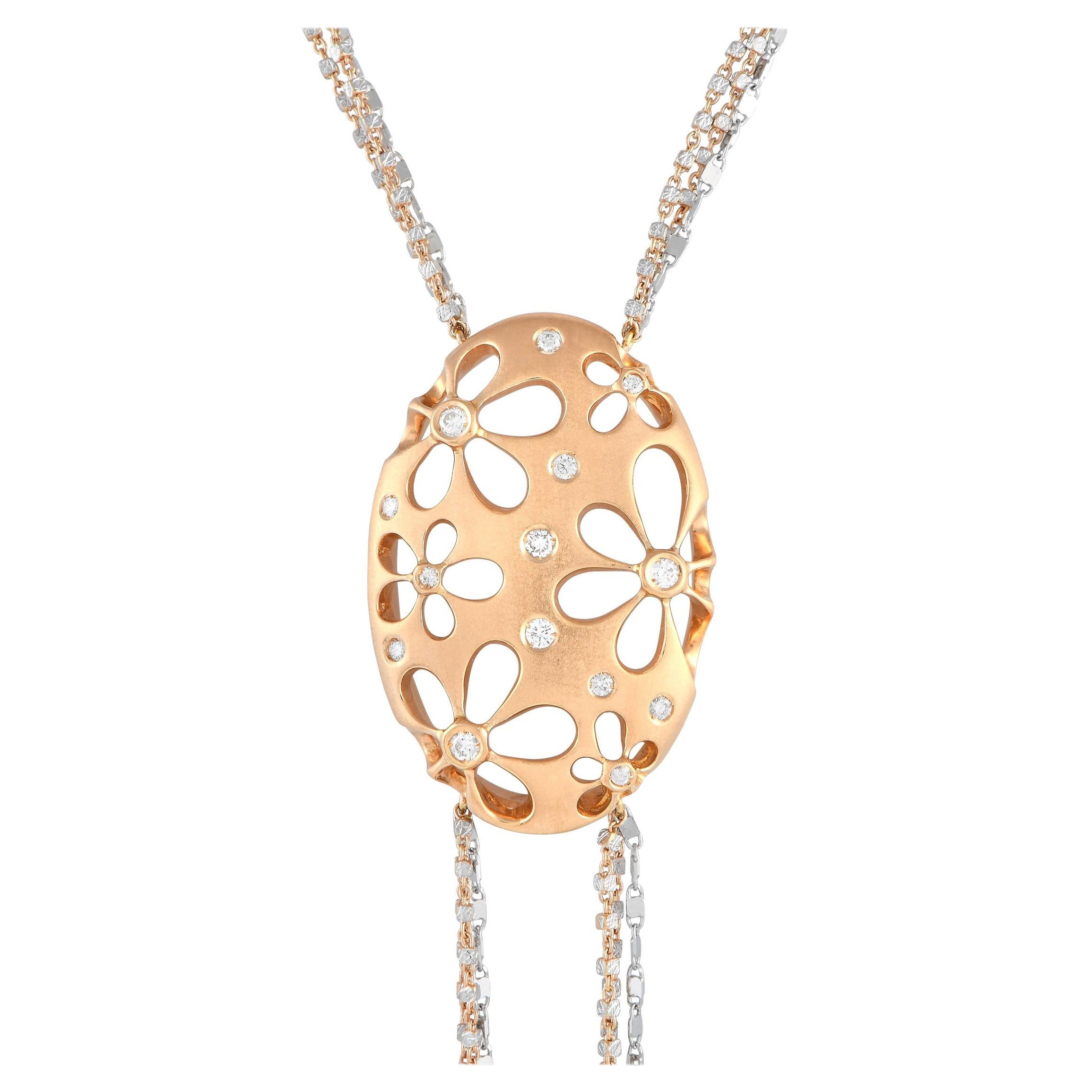 Io Si 18k Rose and White Gold 0.20 Carat Diamond Necklace For Sale at ...