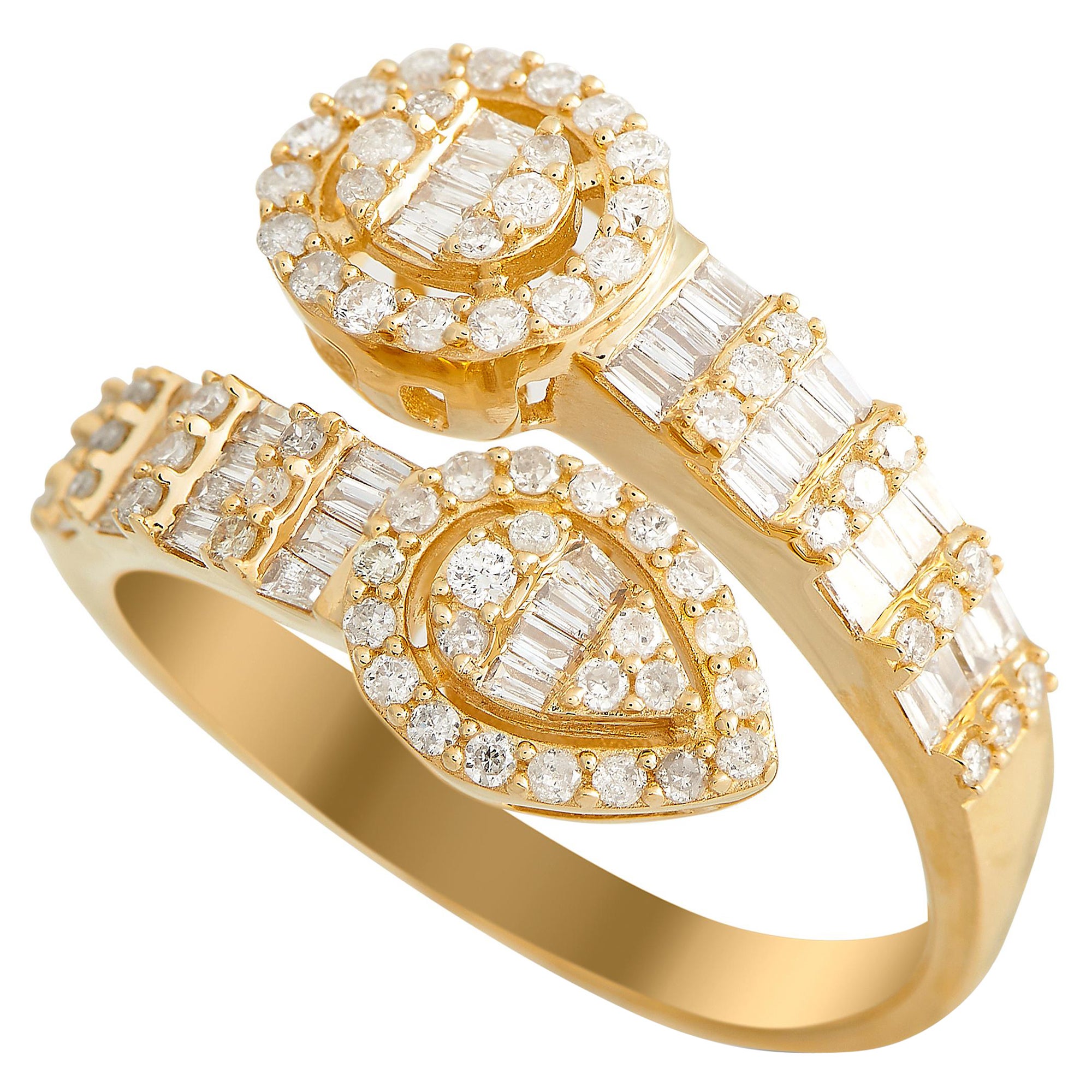 LB Exclusive 14Karat Yellow Gold 0.65Carat Diamond Bypass Ring For Sale ...