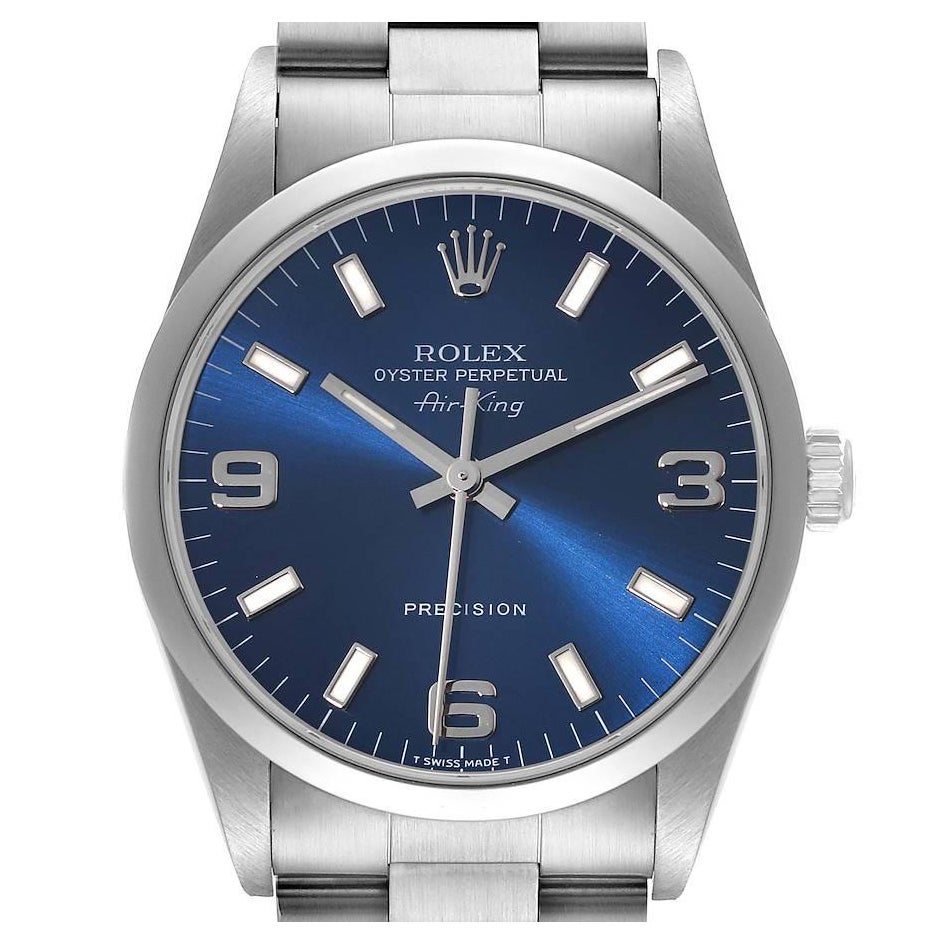Rolex Air-King Men's Stainless Steel Watch Blue Dial 14000 at 1stDibs