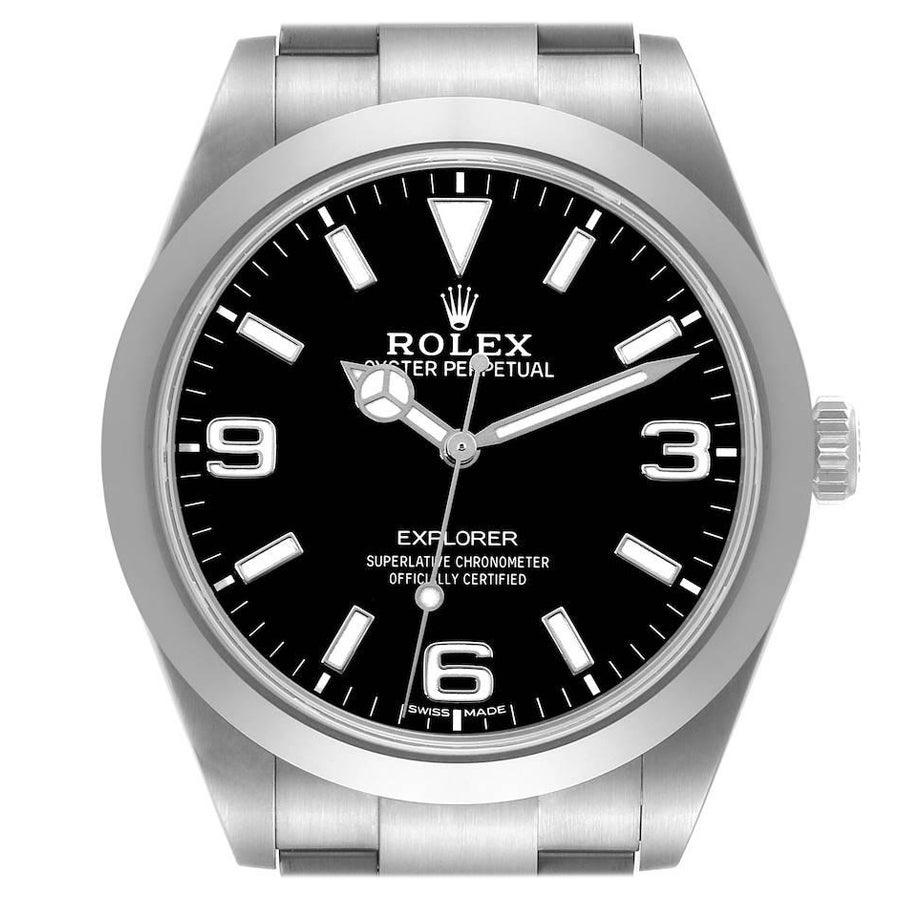 Rolex Explorer I Black Dial Steel Mens Watch 214270 Box Card at 1stDibs ...