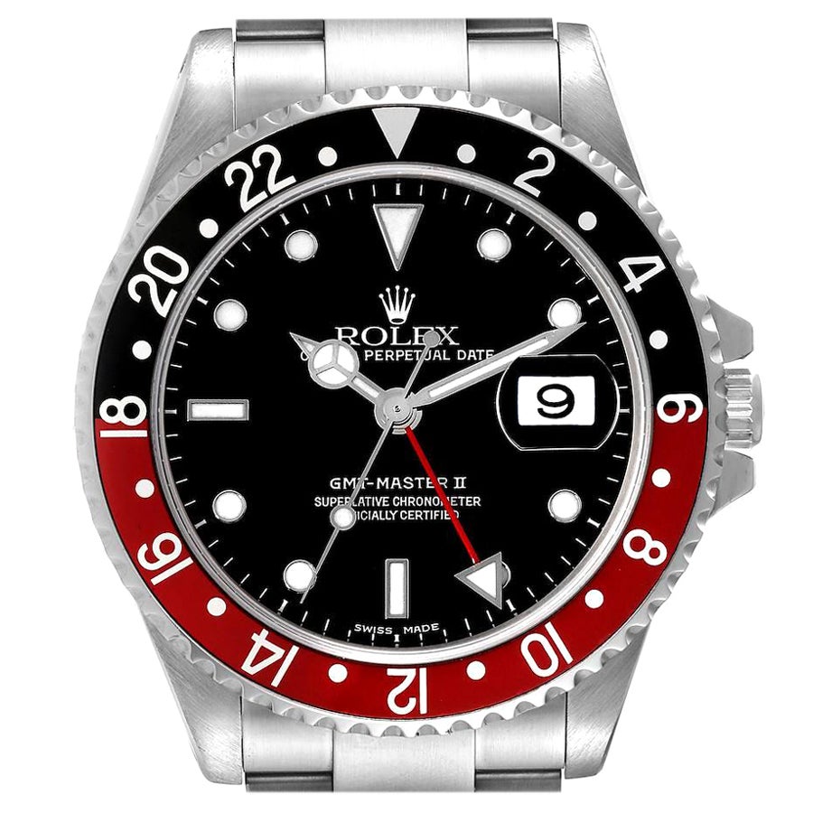 Rolex GMT Master II Black Bezel Steel Mens Watch 16710 Box Papers For ...