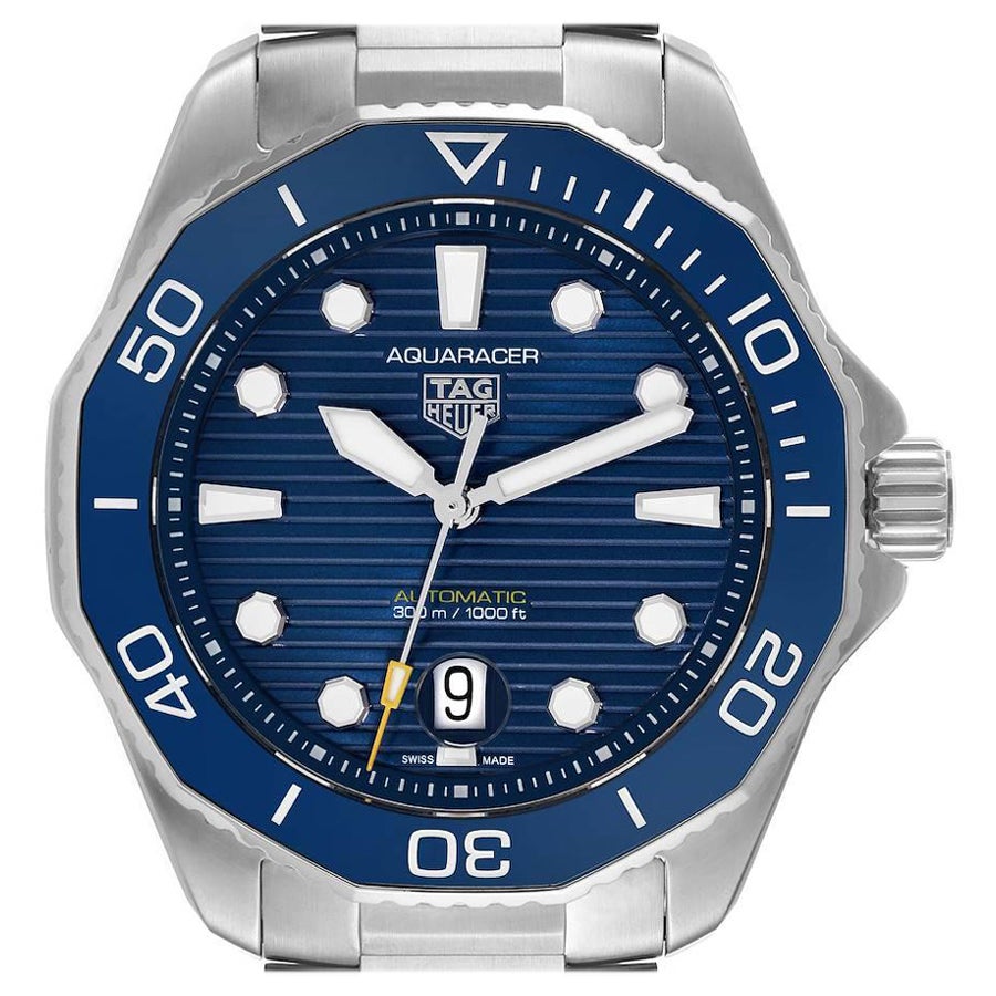 TAG Heuer Aquaracer 500M Blue Dial Orange Hand Steel Men's Watch ...