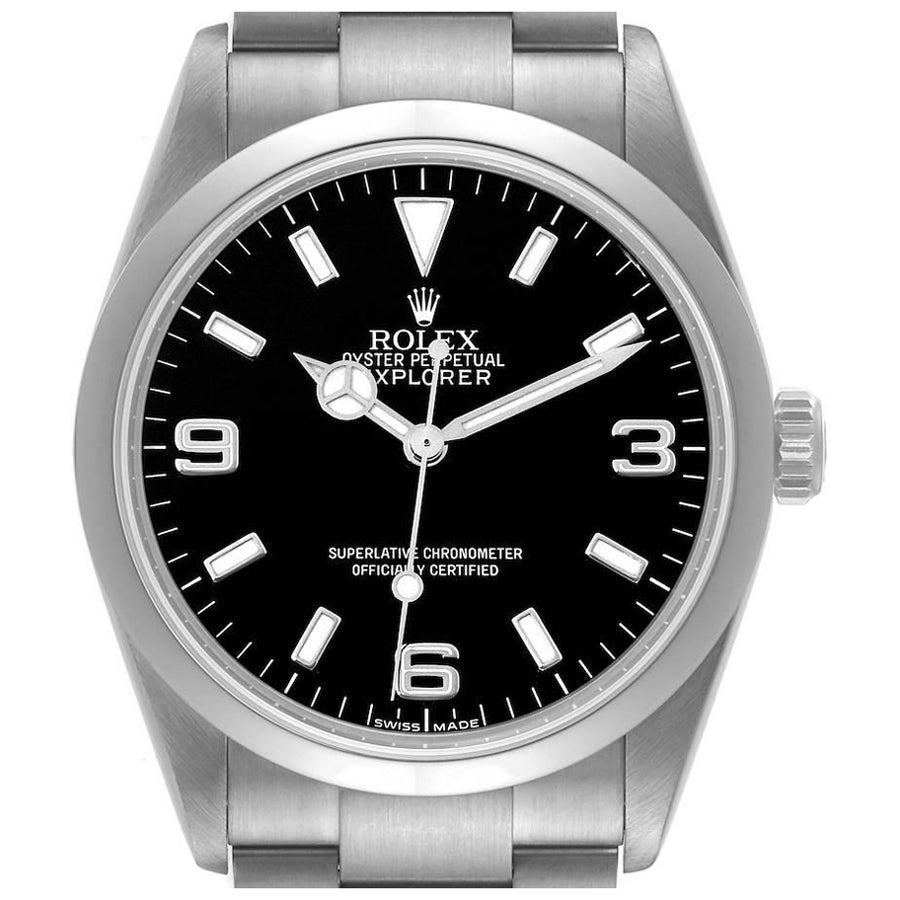 Rolex Explorer I Black Dial Stainless Steel Mens Watch 114270 Box Card ...
