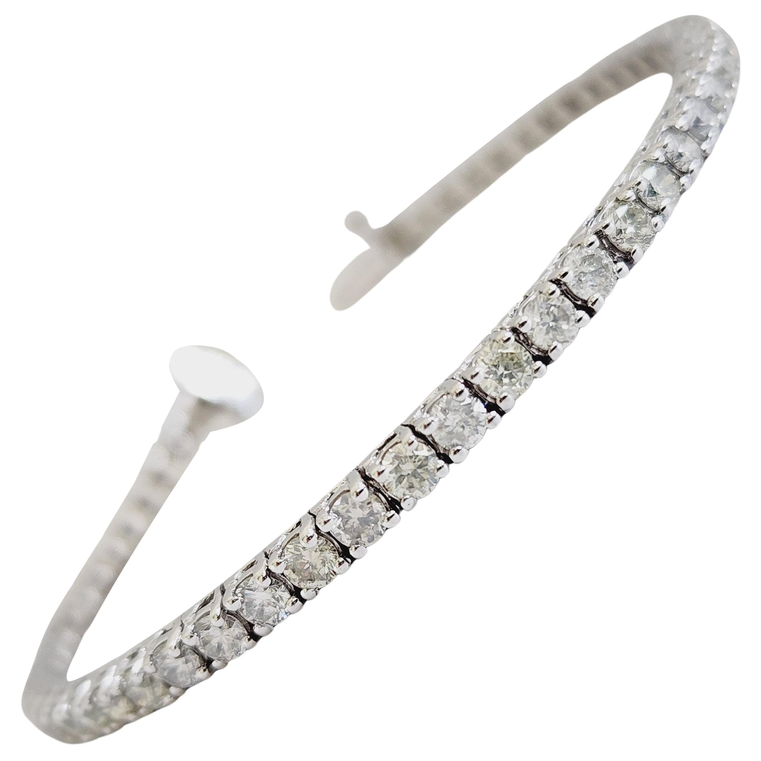 14 Karat White Gold 5 65 Carat Round Natural Diamond Tennis Bracelet