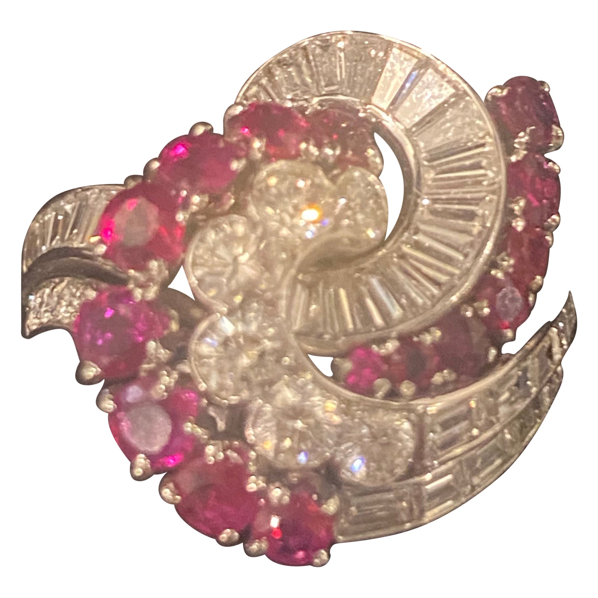 Van Cleef and Arpels Platinum, Diamond and Ruby Cocktail Ring circa ...