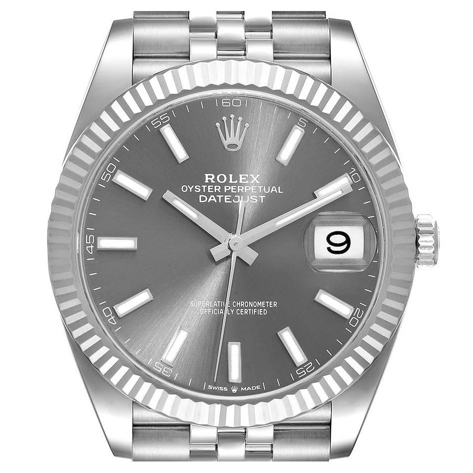 Rolex Datejust 41 Steel White Gold Slate Dial Mens Watch 126334 Box ...