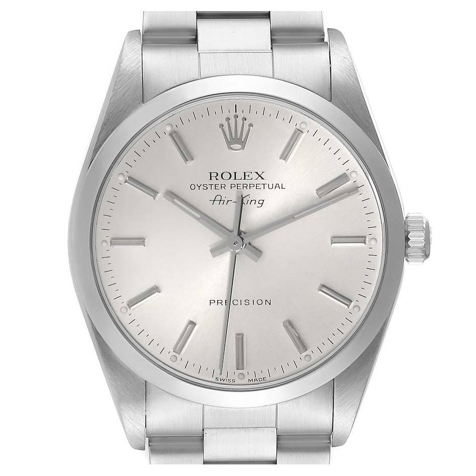 Rolex Air King Black Dial Smooth Bezel Steel Mens Watch 14000 For Sale ...