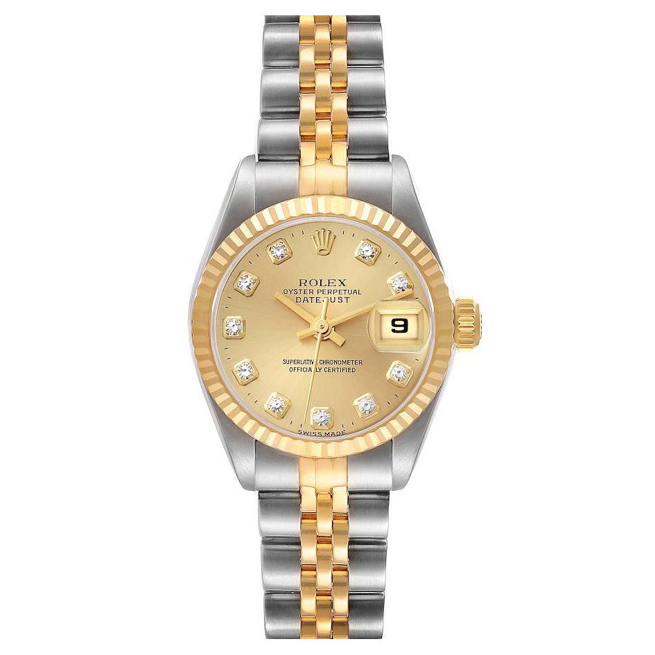Rolex Datejust Steel Yellow Gold Champagne Diamond Dial Ladies Watch ...