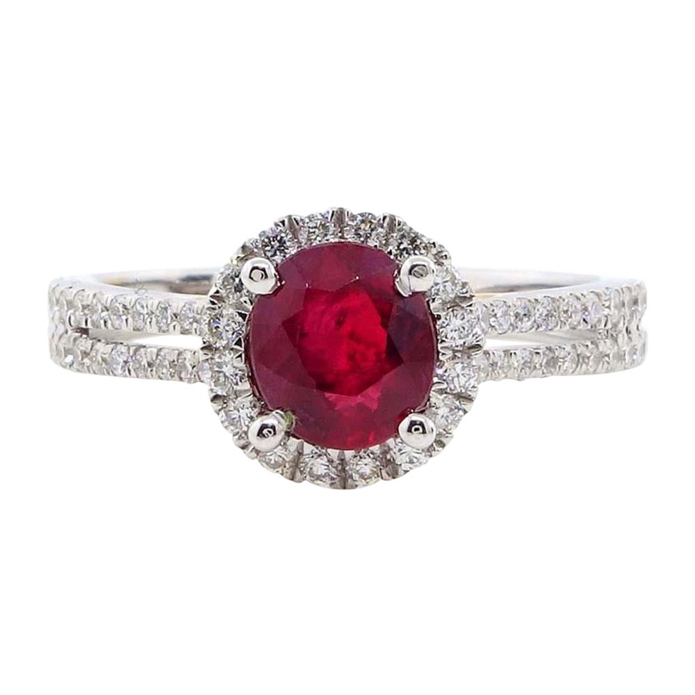 1.07 Carat Burma Ruby And Diamond Ring in 18k White Gold For Sale at ...