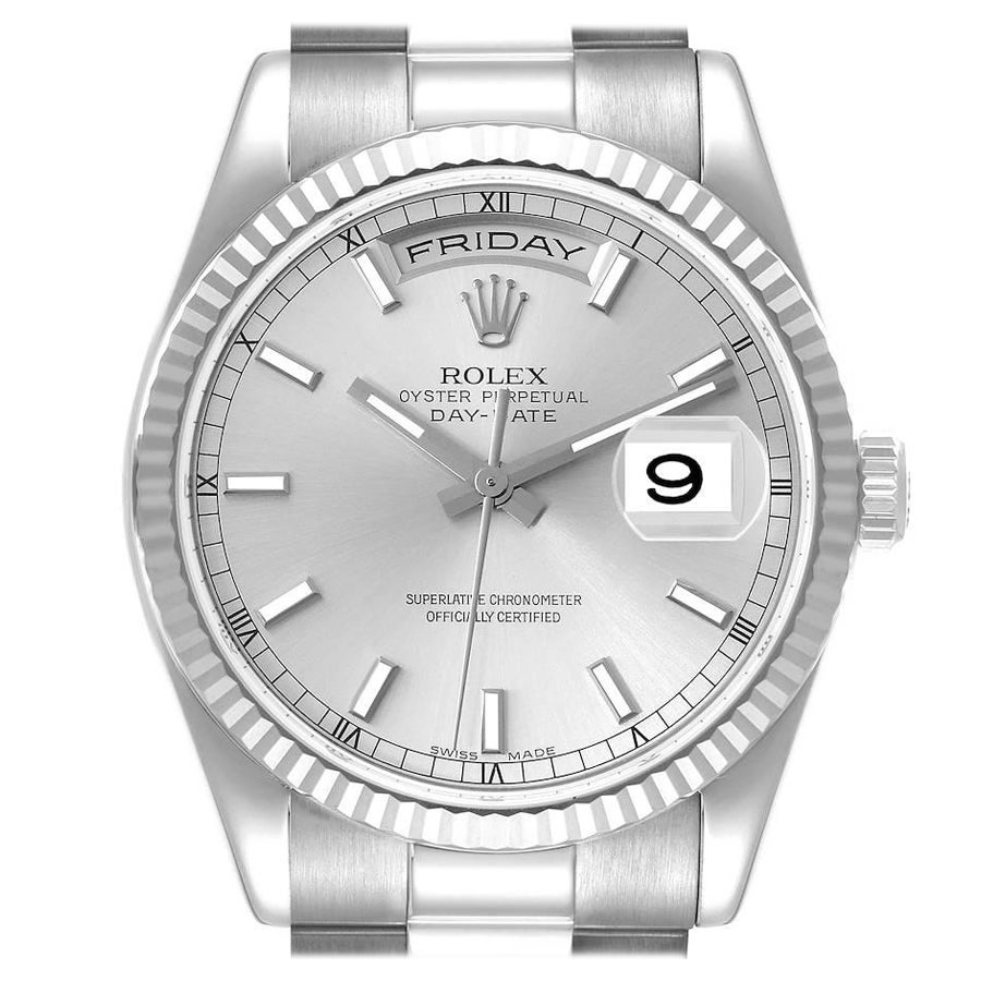 Rolex Day-Date 18206, Silver Dial, Certified and Warranty at 1stDibs