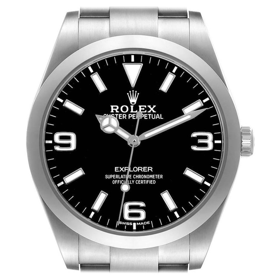 Rolex Explorer I 39mm Black Dial Steel Mens Watch 214270 Box Card For ...