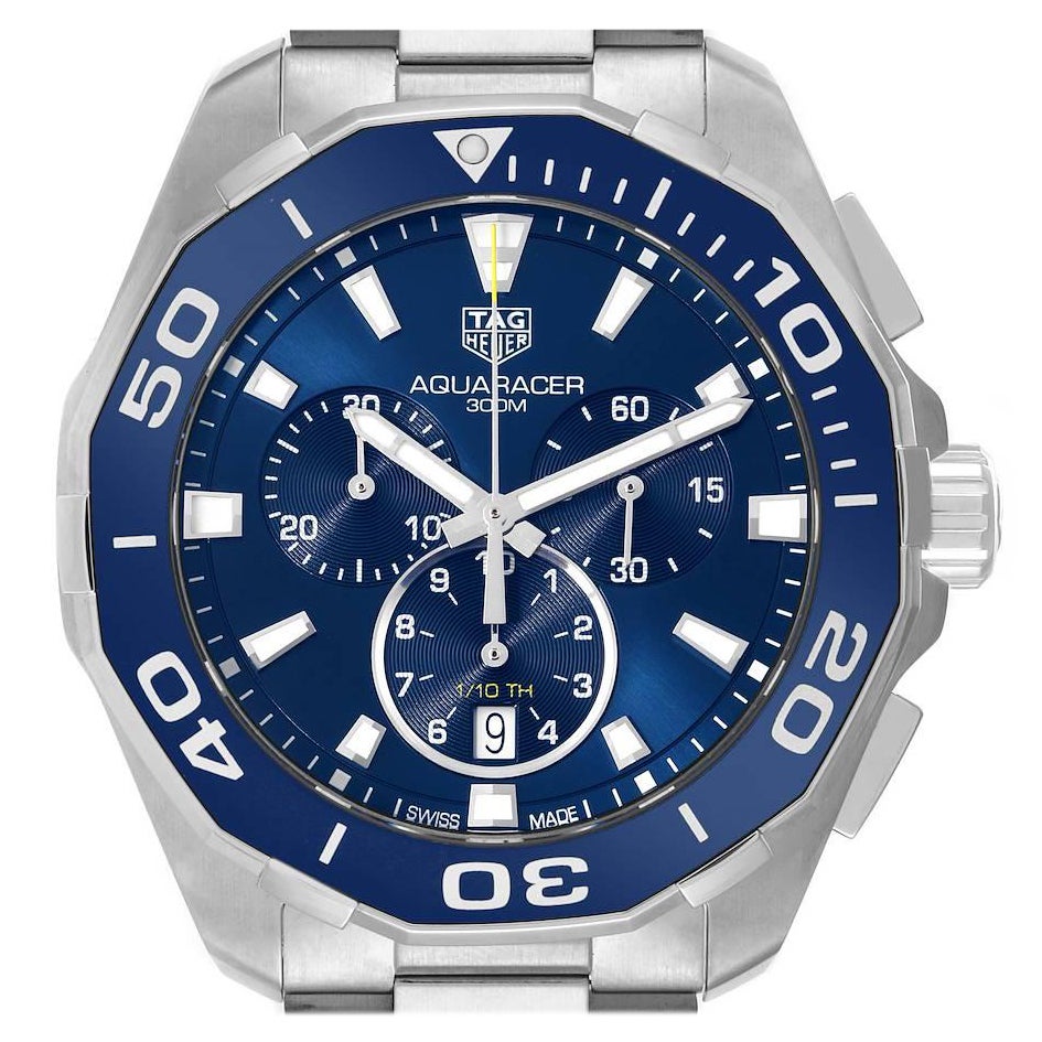 Tag Heuer Aquaracer Professional 300 GMT Blue Dial Steel Mens Watch ...