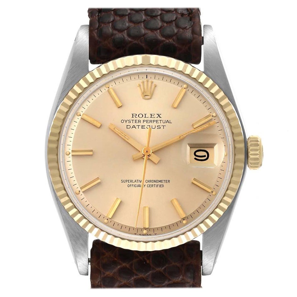 Rolex Datejust Steel Yellow Gold Linen Dial Vintage Mens Watch 1601 at ...