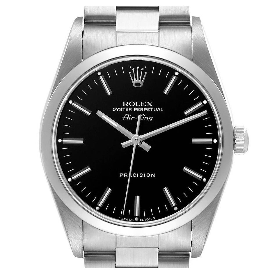 Rolex Air King 34mm Black Dial Smooth Bezel Steel Mens Watch 14000 For ...
