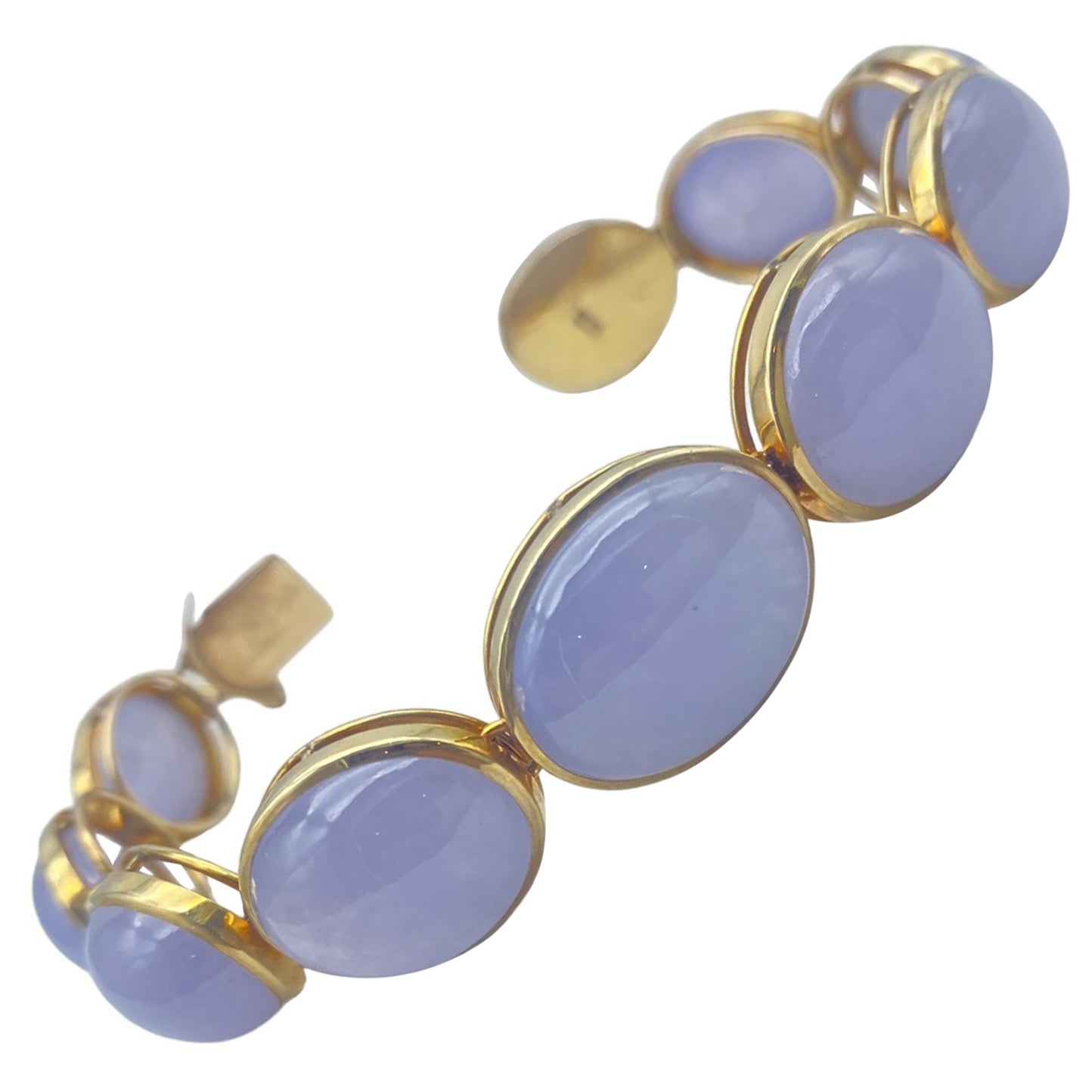 14K Jumbo Lavender Jade Bezel Set Bracelet Solid Durable Latch For Sale ...