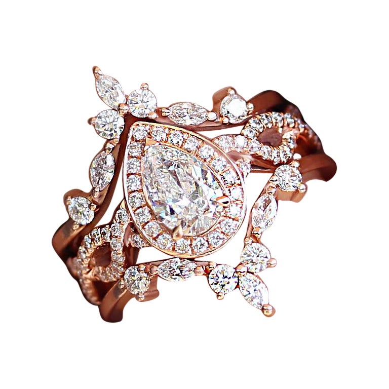 Starts and Heart Unique Diamond Halo Bridal Rings Set "Destiny" and ...