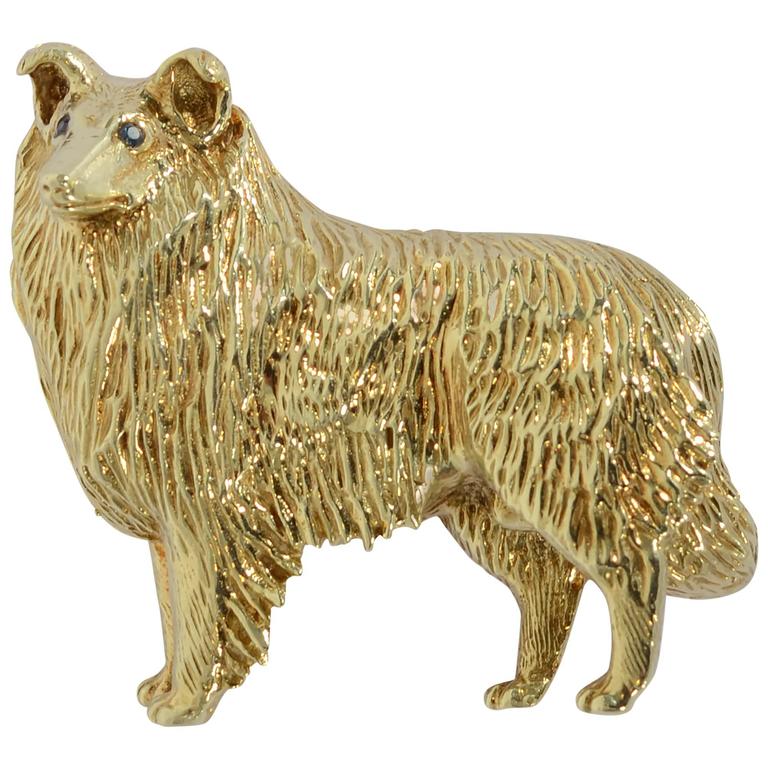 Tiffany and Co. Gold Collie Dog Brooch at 1stDibs