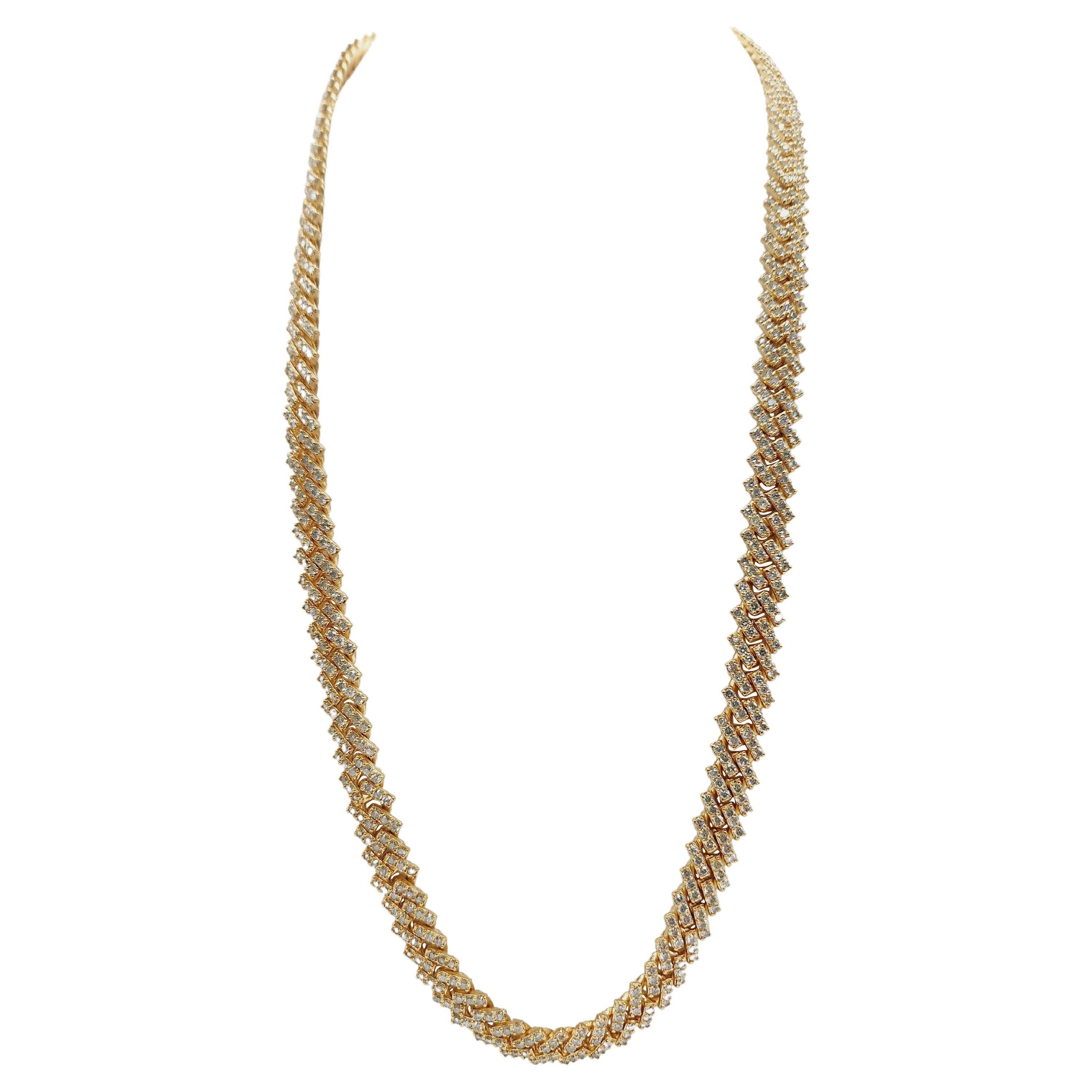 38.35 Carats Diamonds Heavy Cuban Link Necklace Chain 14 Karats Yellow ...