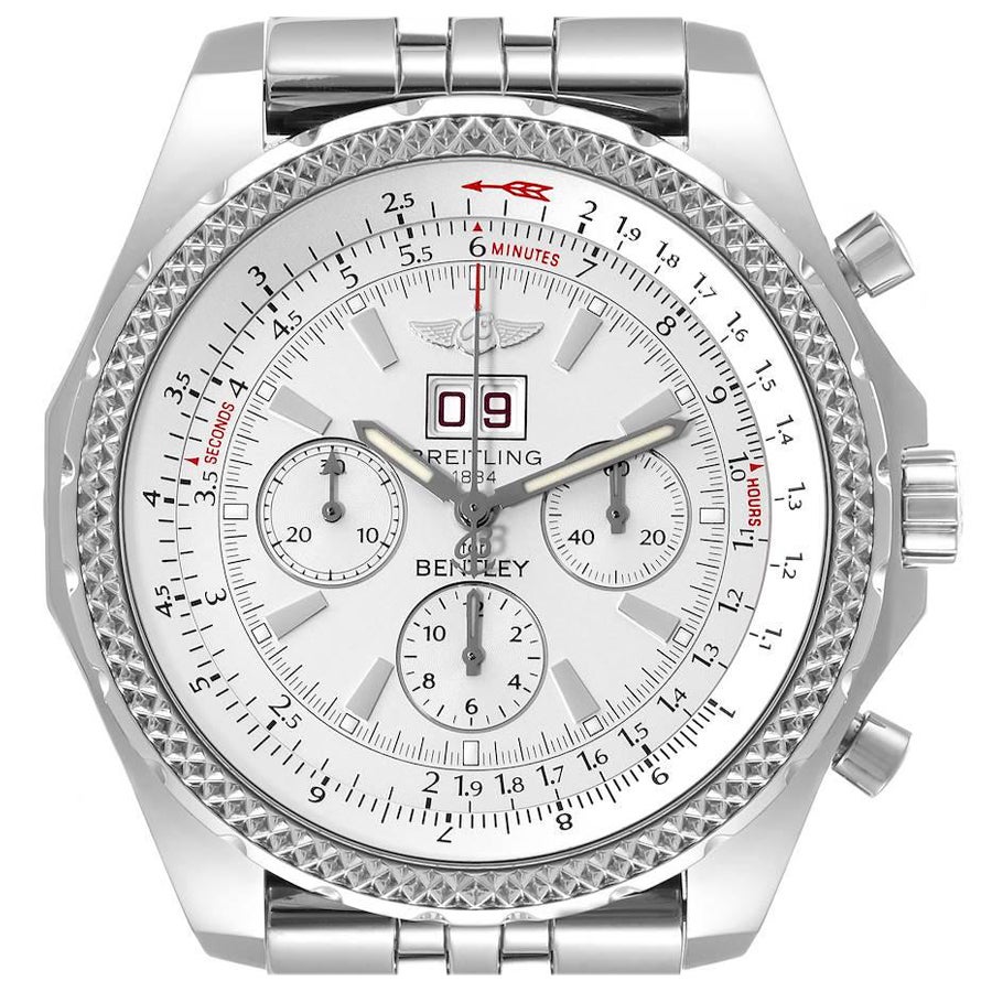 Breitling Bentley Motors Silver Dial Chronograph Watch A44362 Box ...