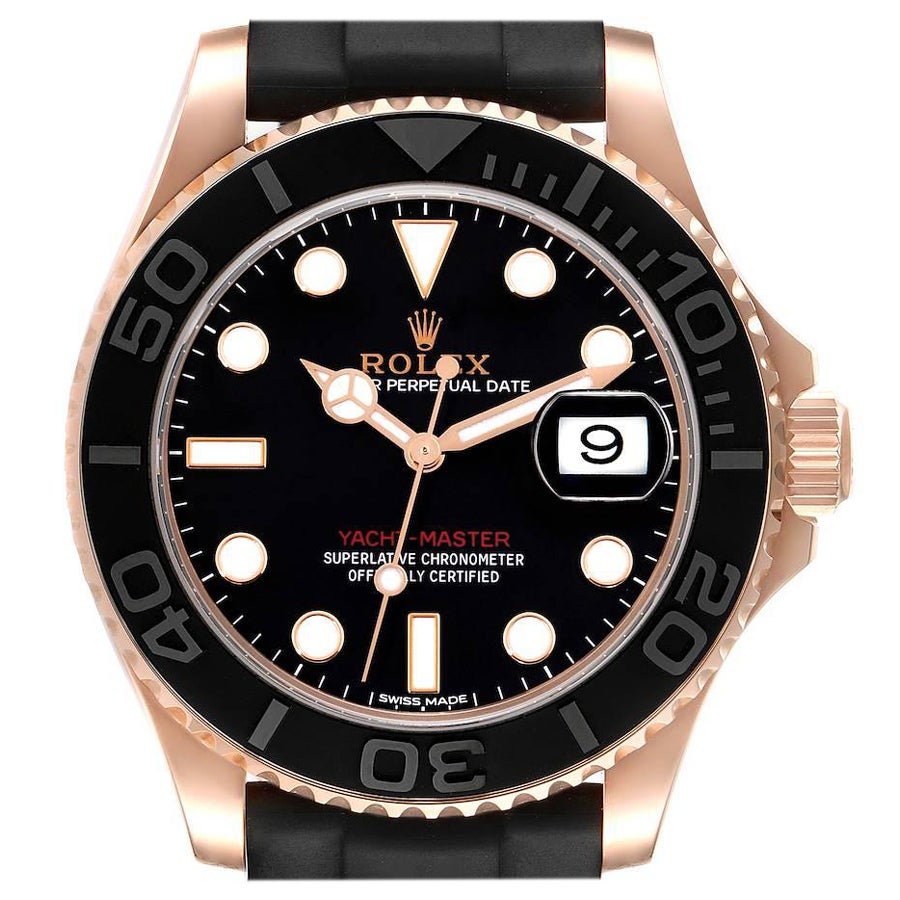 Rolex Yachtmaster 40mm Rose Gold Oysterflex Bracelet Mens Watch 116655 ...