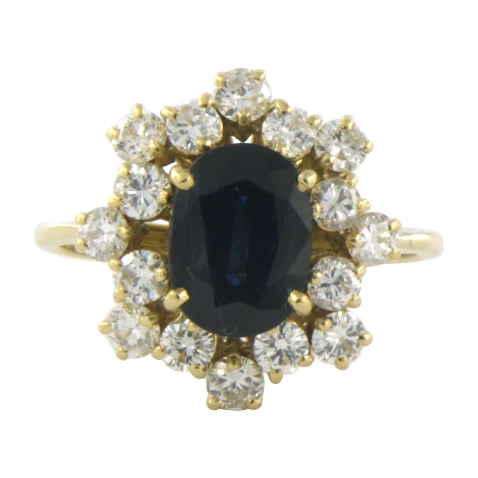 1.36 Carats Sapphire and Diamond Ring 18k White Gold For Sale at 1stDibs