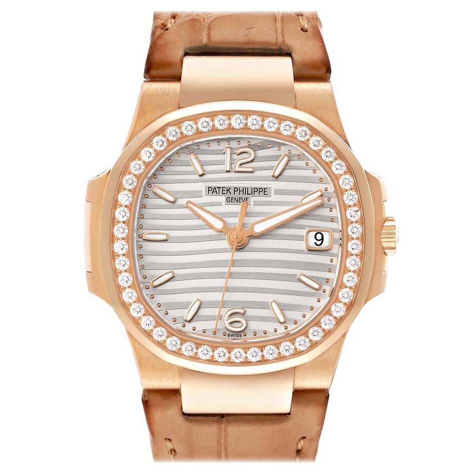 Patek Philippe Nautilus Rose Gold Diamond Bezel Ladies Watch 7010R For ...