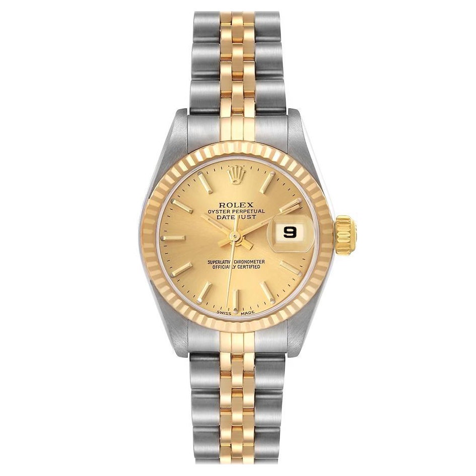 Rolex Datejust Steel Yellow Gold Black Diamond Dial Watch 79173 Box ...