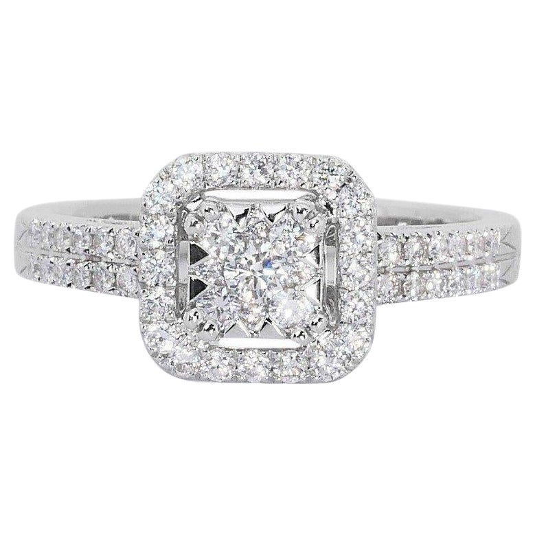 Ravishing 18k White Gold Ring w/ 1.18 ct Natural Diamonds IGI ...