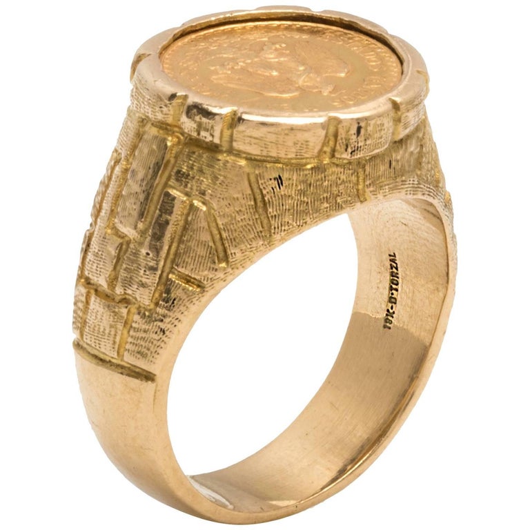 Mexican 22 Karat Gold Peso Coin Ring at 1stDibs | mexican gold coin ...