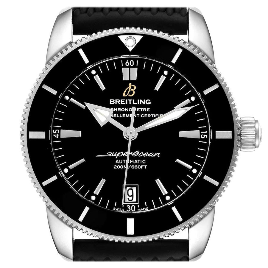 Breitling Superocean Heritage II 42 Black Dial Steel Watch AB2010 Box Card For Sale at 1stDibs