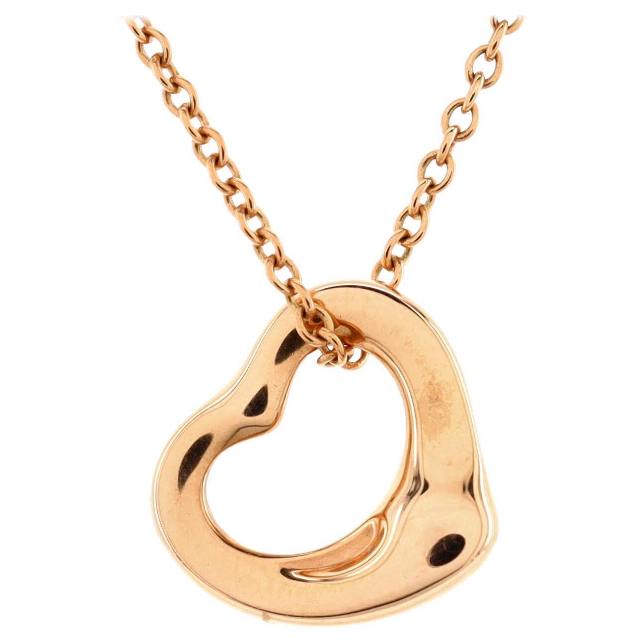 TIFFANY and Co. 18K Gold Elsa Peretti Diamond Full Heart Pendant ...