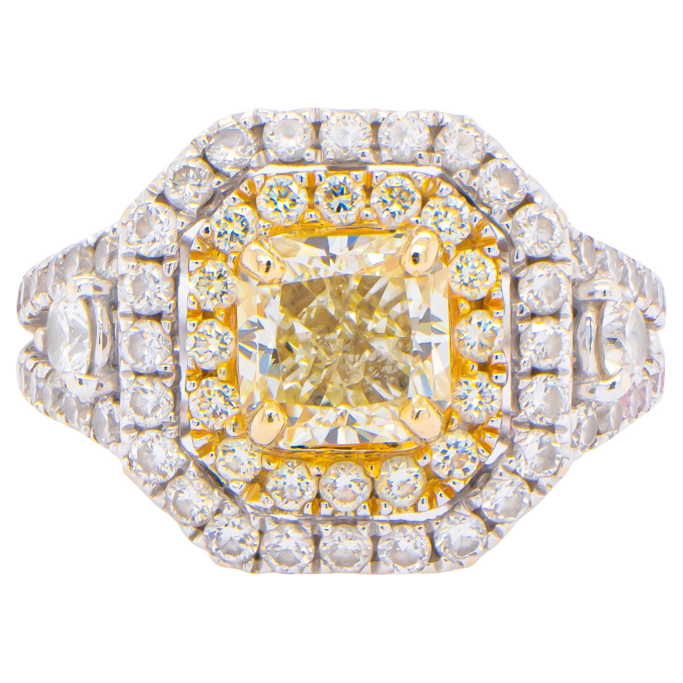 Important GIA Certified Natural Fancy Yellow Diamond Ring 5.23 Carats ...