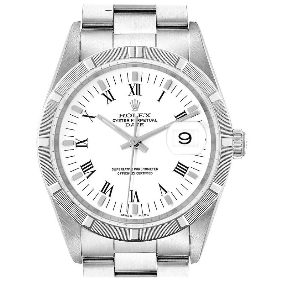 Rolex Date White Dial Oyster Bracelet Steel Mens Watch 15210 For Sale ...