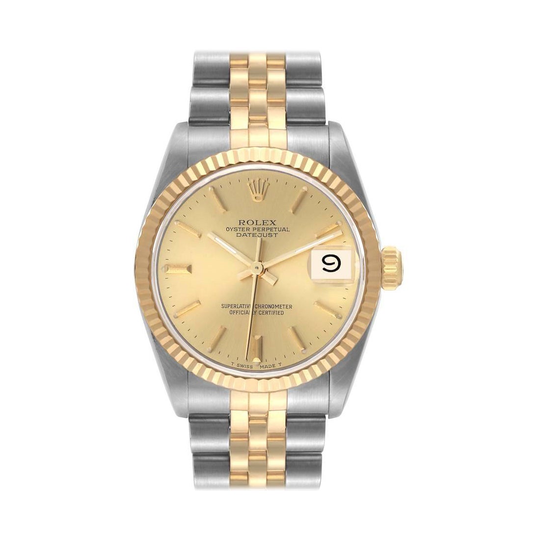 Rolex Datejust Midsize 31mm Steel Yellow Gold White Dial Ladies Watch ...