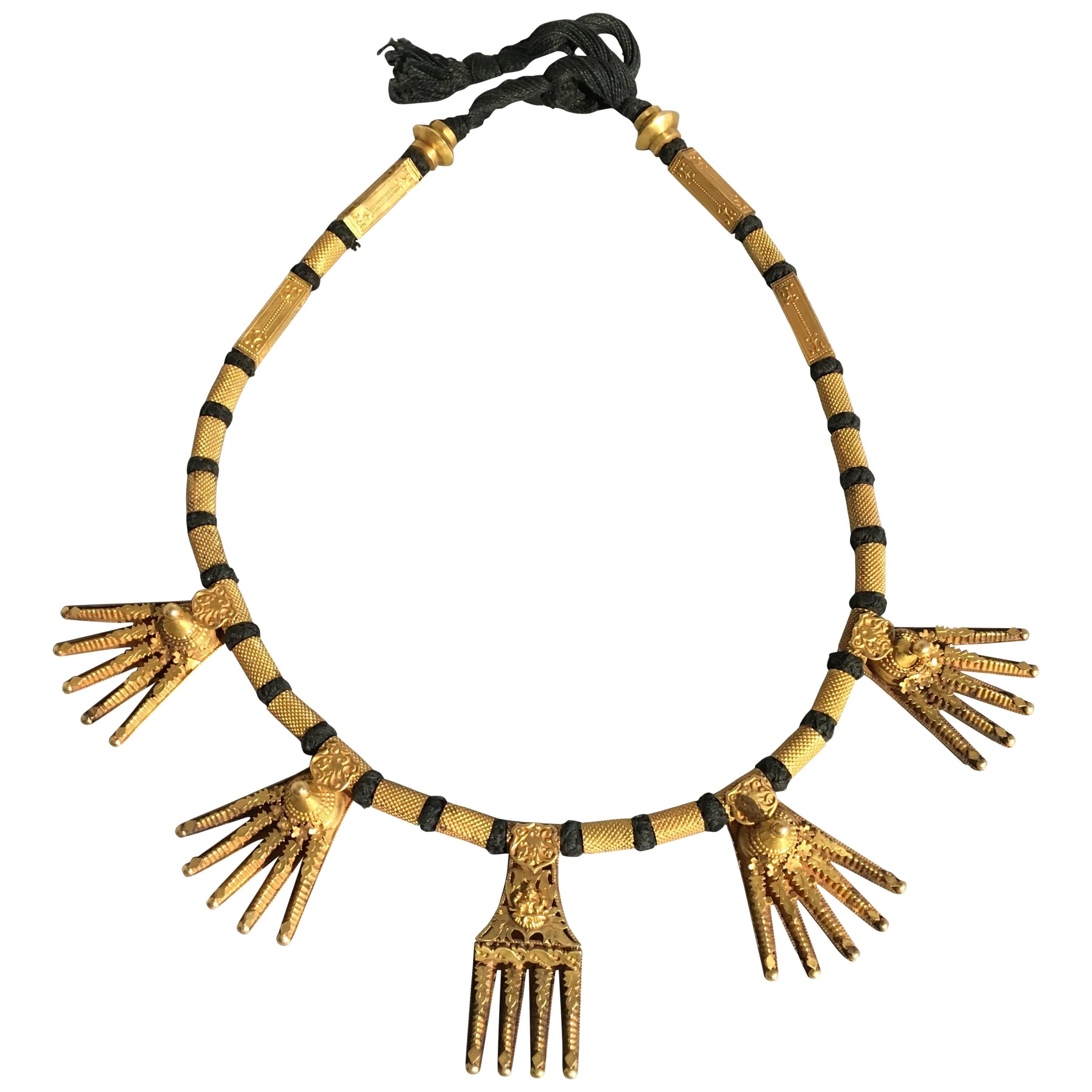 Heavy Indian Tamil Nadu Chettiar Gold Marriage Necklace at 1stDibs ...