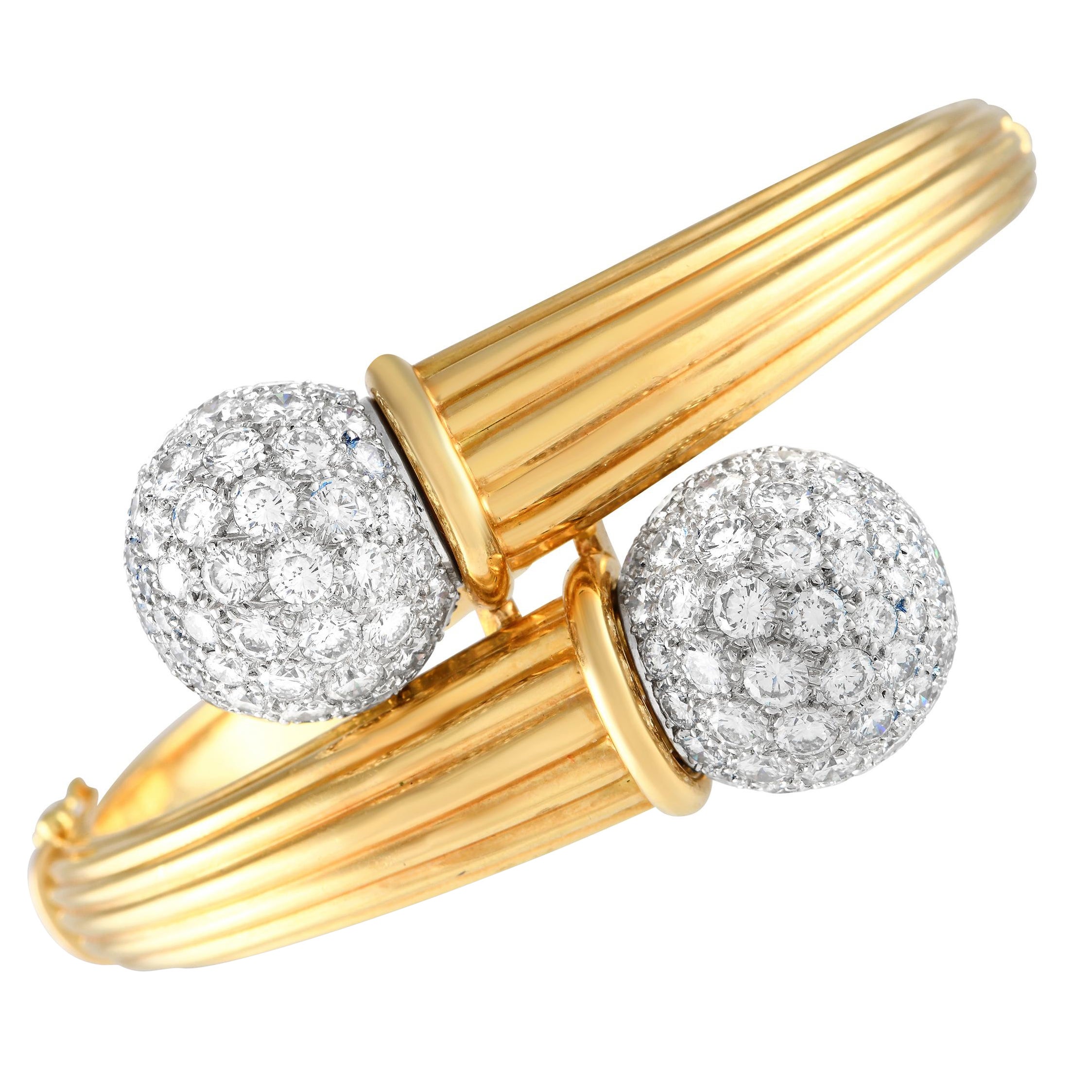 LB Exclusive 18K Yellow and White Gold 15.75ct Diamond Ball Bangle ...