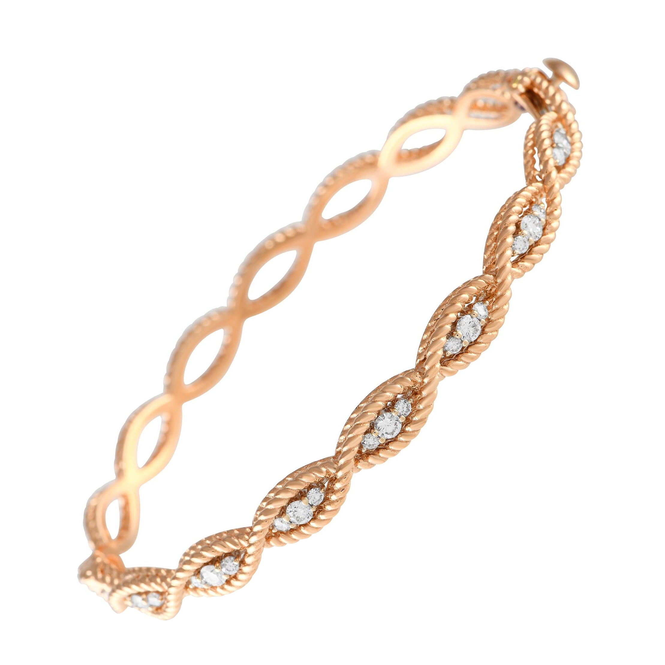 Roberto Coin Barocco 18K Rose Gold 0.40ct Diamond Braided Bangle ...