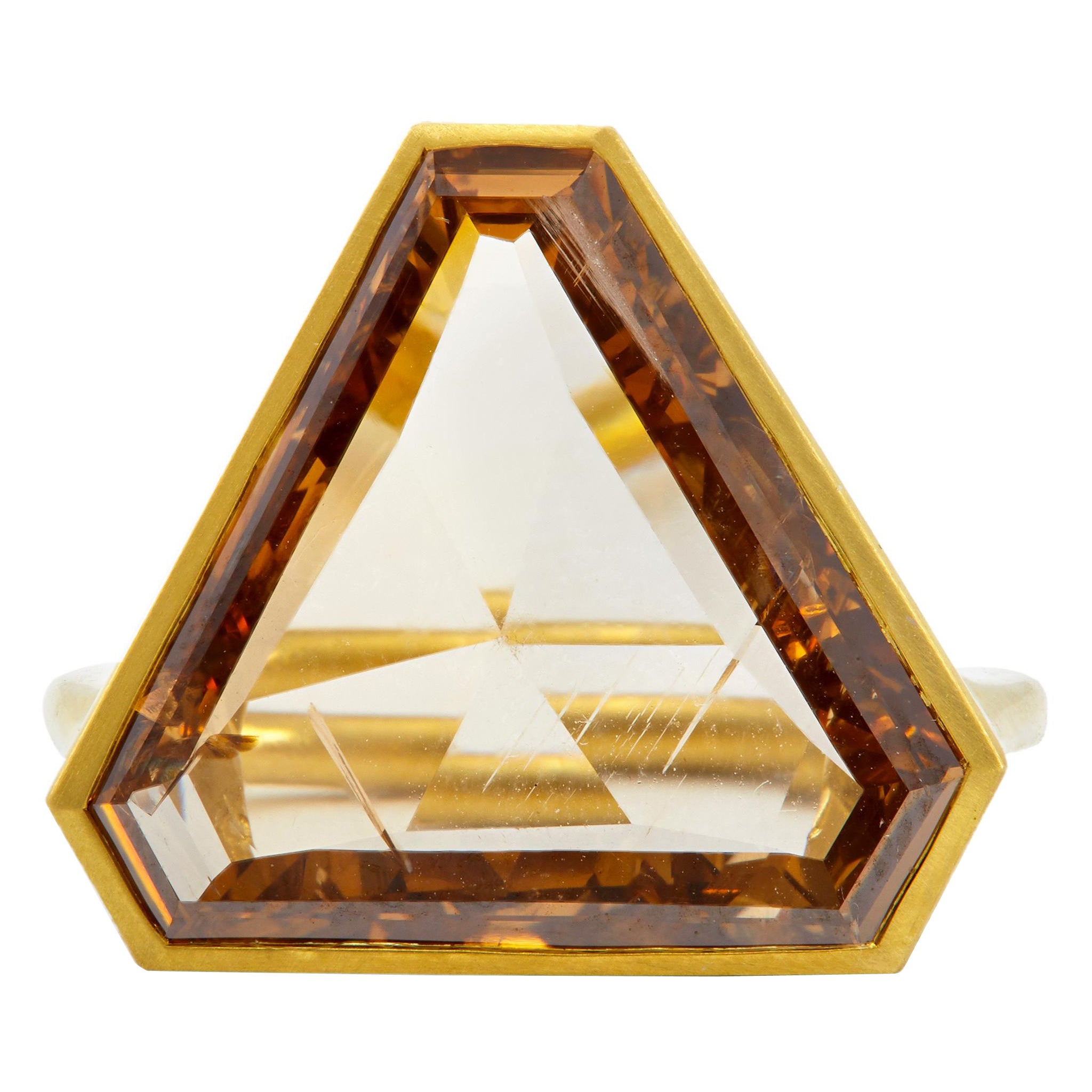 5.76 Portrait Cut Fancy Color Diamond 20k Yellow Gold Ring For Sale at ...