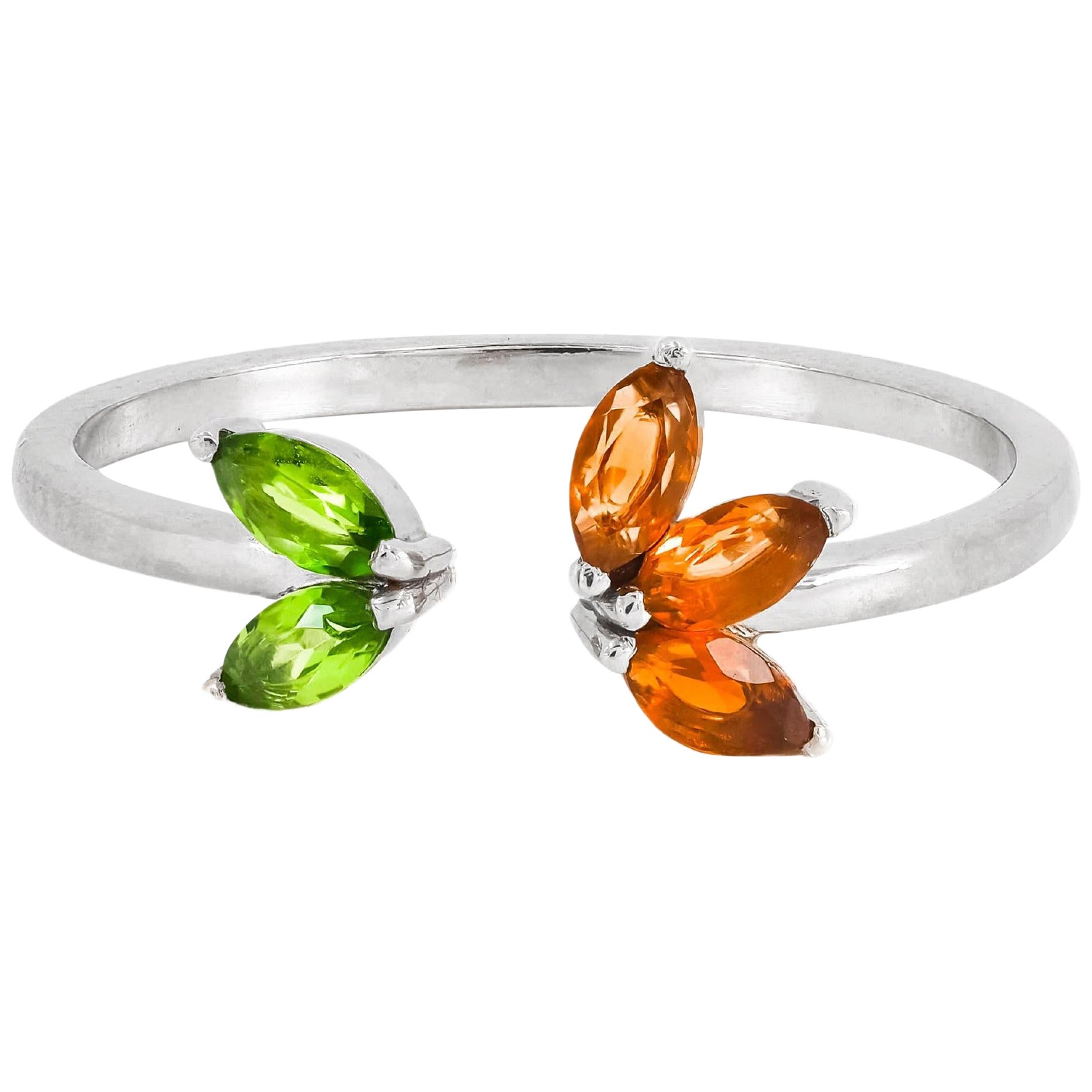 Open Ended Ring with Sapphires and Tsavorites in 14k Gold For Sale at ...