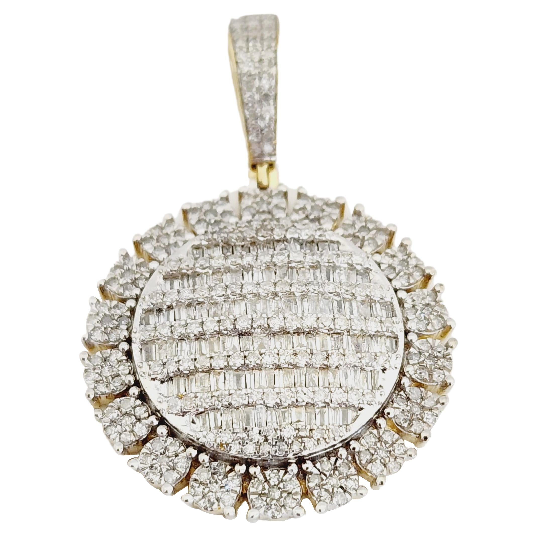 2.40 Carats Sun Shape Round Pendant Yellow Gold 14 Karat For Sale at ...