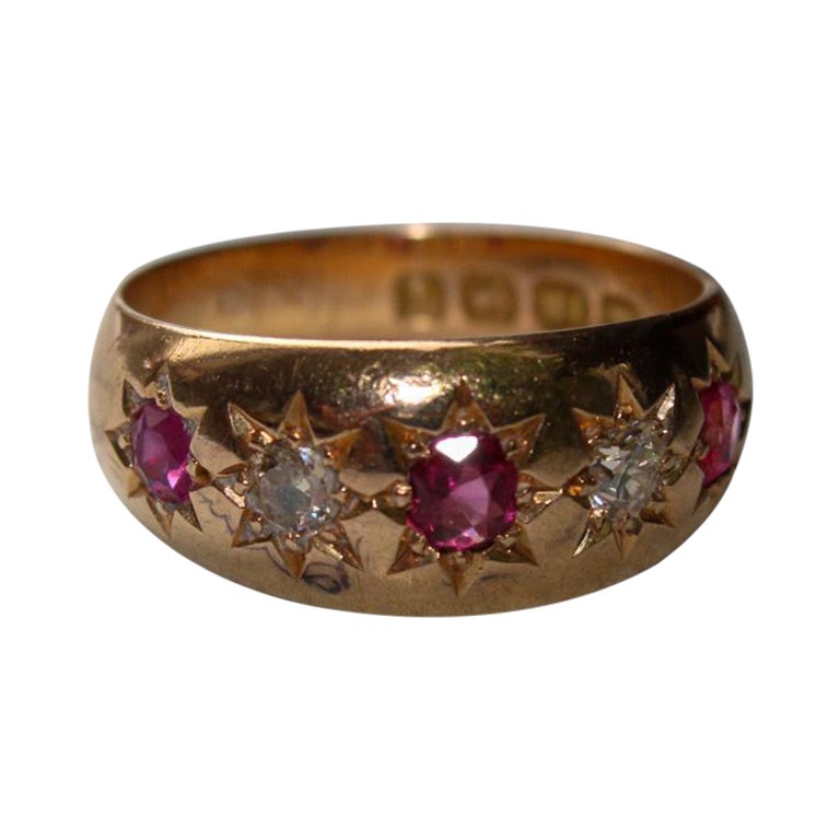 Antique ruby and diamond gypsy ring For Sale at 1stDibs
