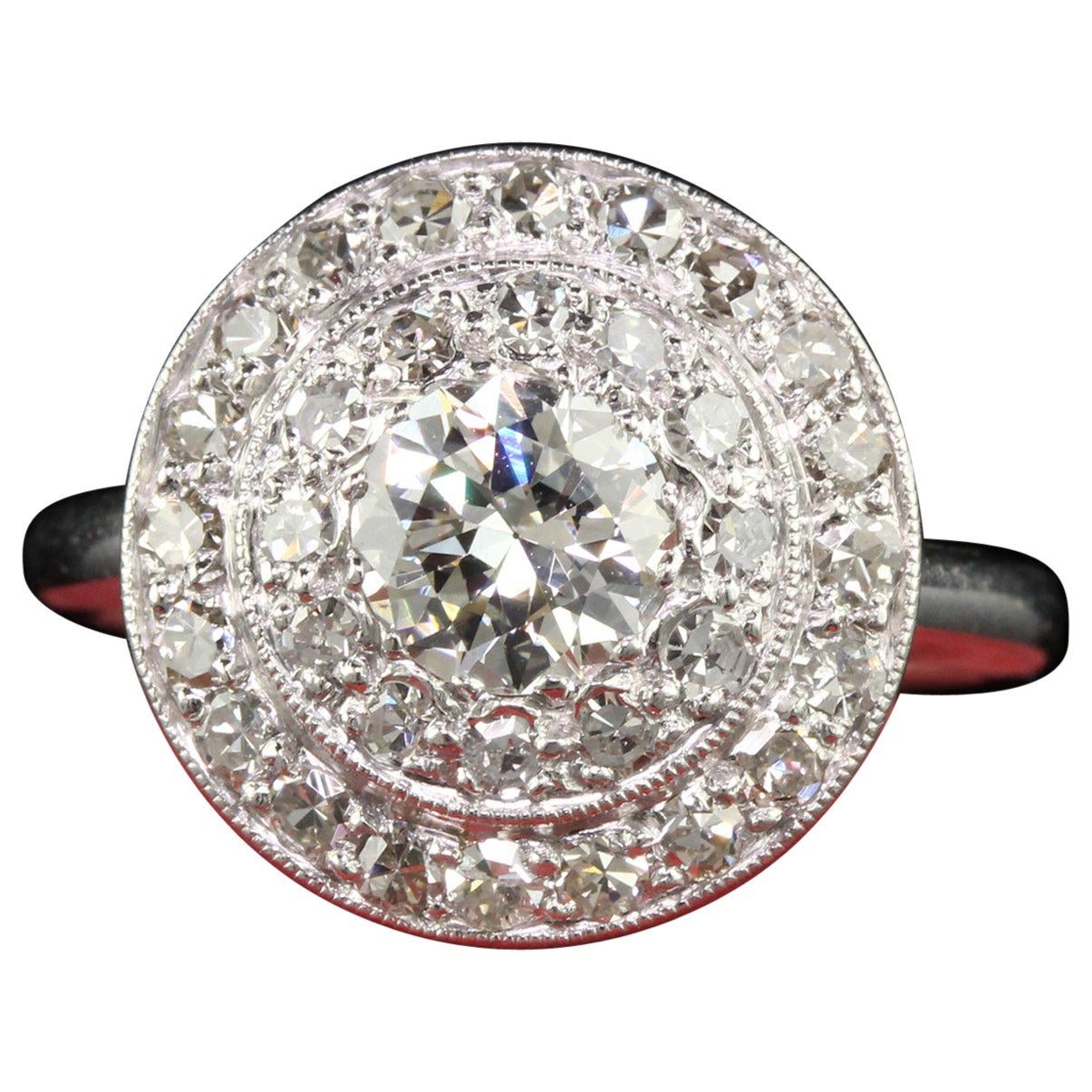 Vintage Art Deco Old European Cut Diamond and Emerald Platinum ...