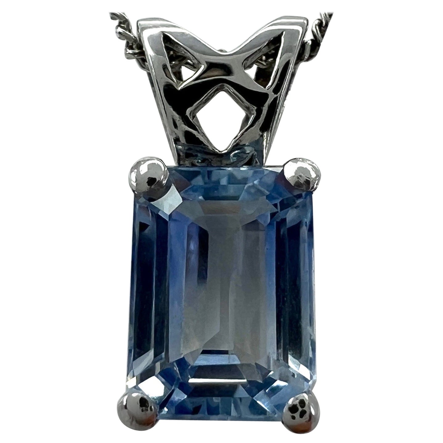 1.31 Carat Light Blue Ceylon Sapphire Platinum Emerald Octagon Cut ...