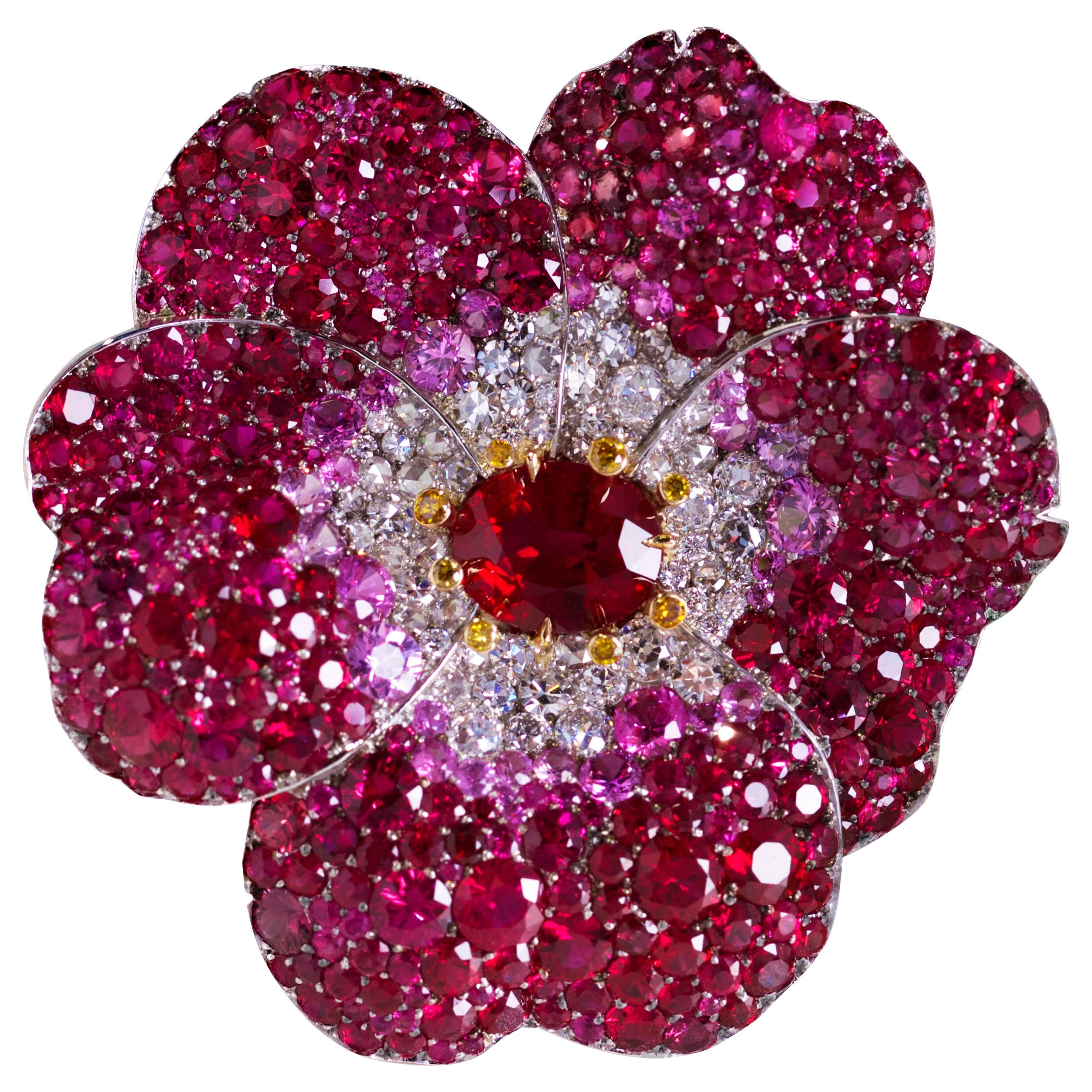 David Michael Ruby Diamond Platinum Ring For Sale at 1stDibs