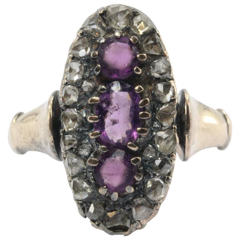 1770s Georgian Gold Rose Cut Diamond Purple Paste Ring at 1stDibs ...