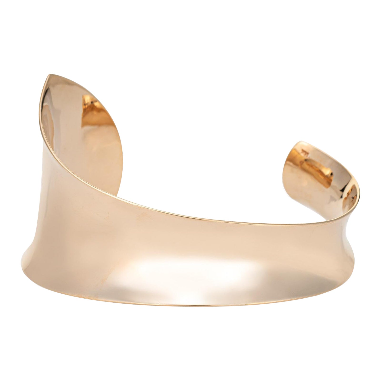 Sculpted Cuff Bracelet 14k Yellow Gold 6.5" Concave Estate Fine ...