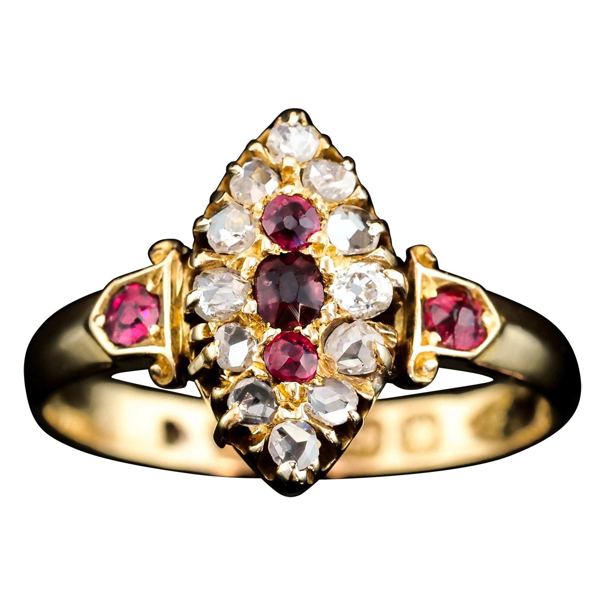 Antique Ruby and Diamond 18K Gold - Victorian, Birmingham 1886 at 1stDibs