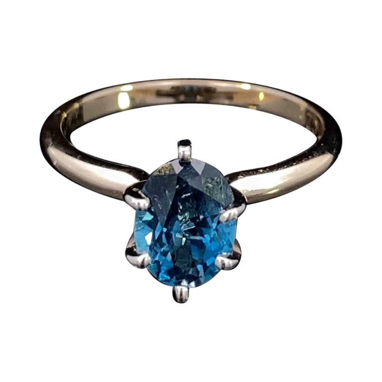 14K Yellow Gold Oval Synthetic Sapphire Ring 2.6g size 7 For Sale at ...